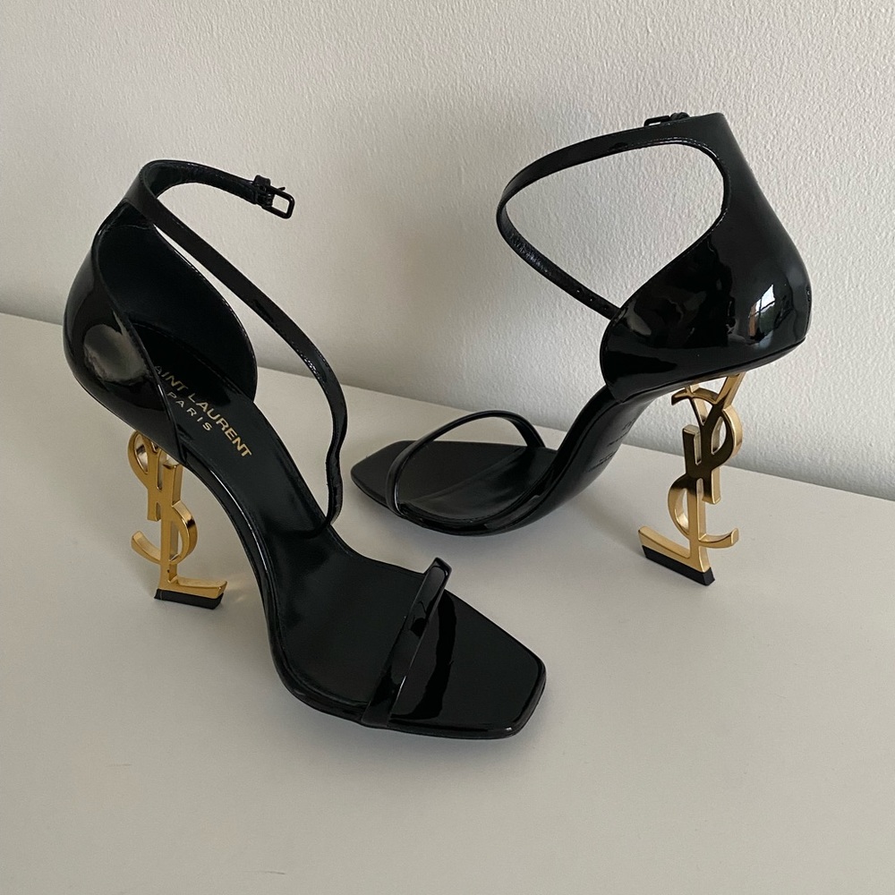 Authentic Saint Laurent Opyum Ysl Logo Gold Heel With… - Gem